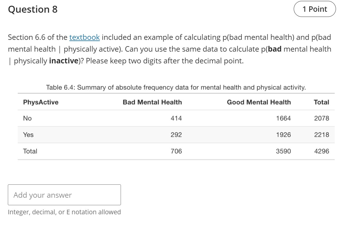 Solved Question 8Section 6.6 ﻿of the textbook included an | Chegg.com