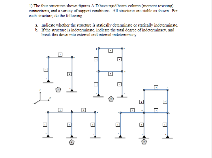 Solved 1) The four structures shown figures A−D have rigid | Chegg.com
