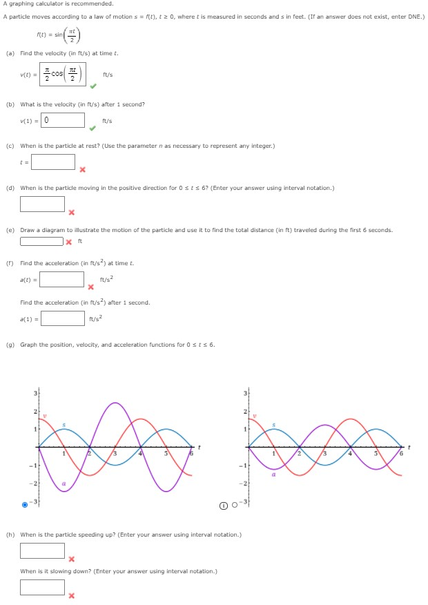 Solved A graphing calculator is recommended. A particle | Chegg.com