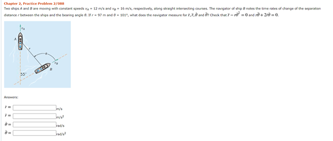 Solved Two ships A and B are moving with constant speeds vA | Chegg.com