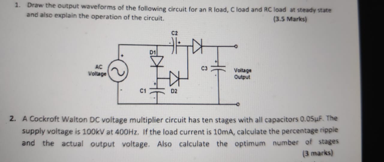 Solved Draw the output waveforms of the following circuit | Chegg.com