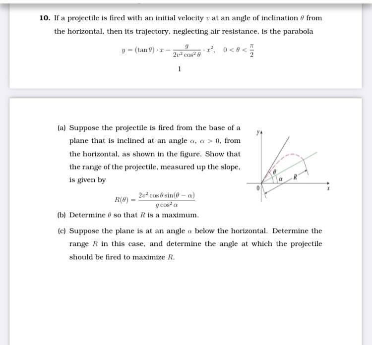 Solved 10. If a projectile is fired with an initial velocity | Chegg.com