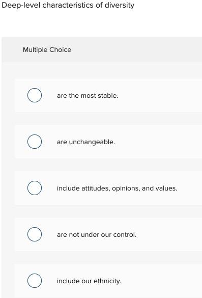 Solved Deep-level characteristics of diversity Multiple | Chegg.com