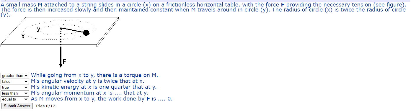 Solved A small mass M attached to a string slides in a | Chegg.com