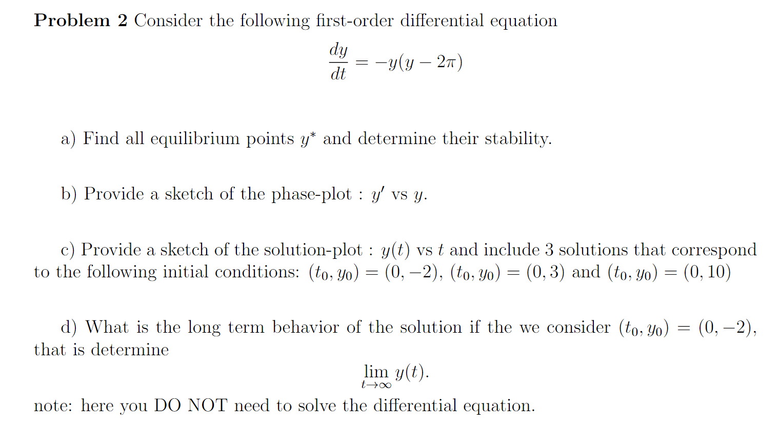 Solved Problem 2 Consider the following first-order | Chegg.com