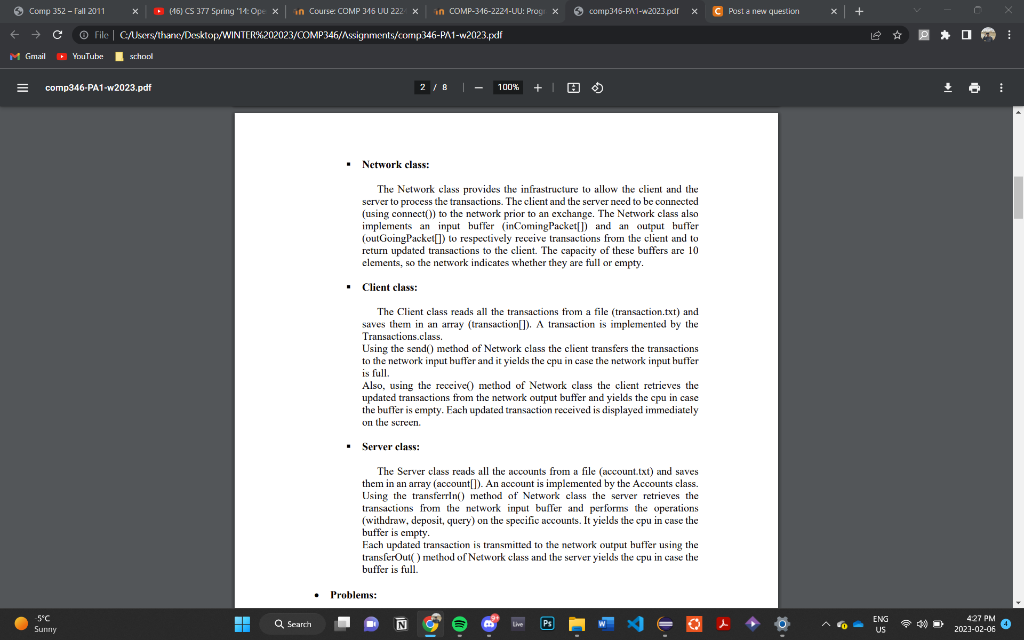 - Network class: The Network class provides the | Chegg.com