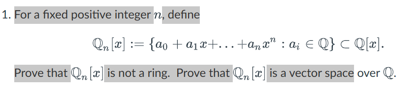 Solved 1. For a fixed positive integer n, define | Chegg.com