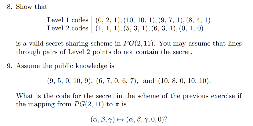 8. Show that \begin{tabular}{l|l} Level 1 codes & | Chegg.com
