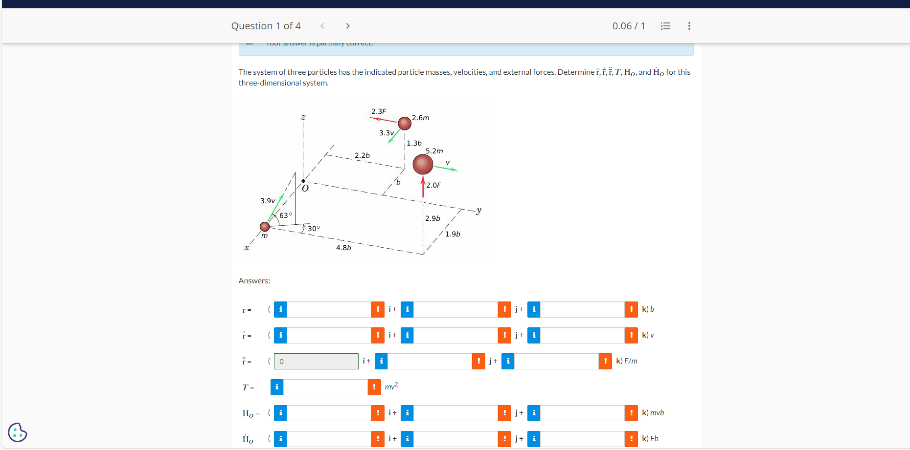 Solved The system of three particles has the indicated | Chegg.com