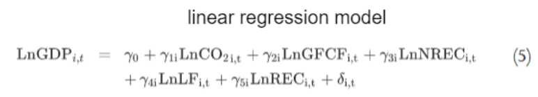 Solved LnGDP 1,4 linear regression model = y + YiLnCO21,t + | Chegg.com