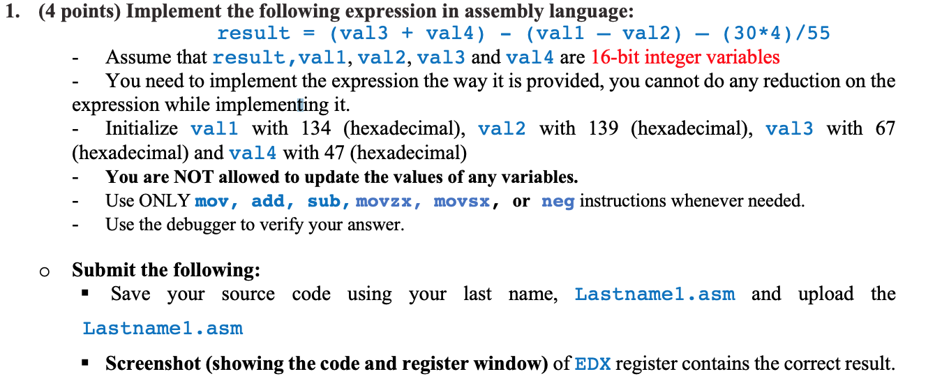(4 points) Implement the following expression in | Chegg.com