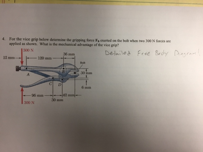 Solved For the vice grip below determine the gripping force | Chegg.com