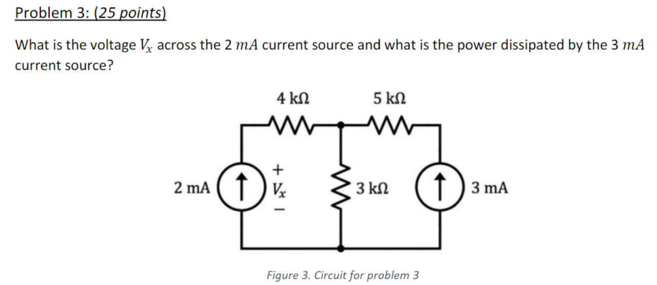 Solved What is the voltage Vx across the 2 mA current source | Chegg.com