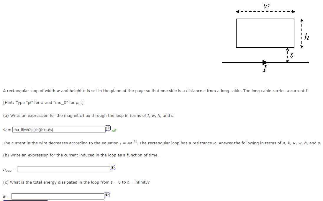 A rectangular loop of width w and height h is set in | Chegg.com