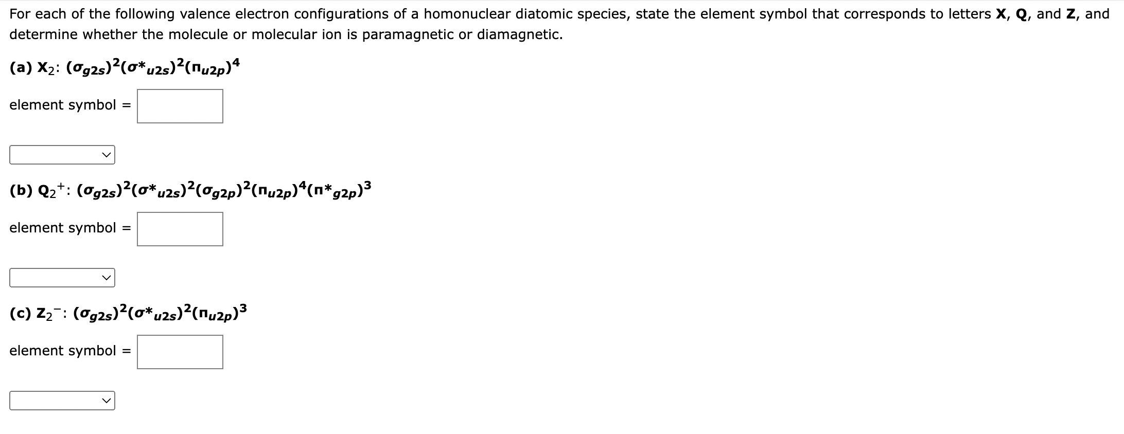 Solved For each of the following valence electron | Chegg.com