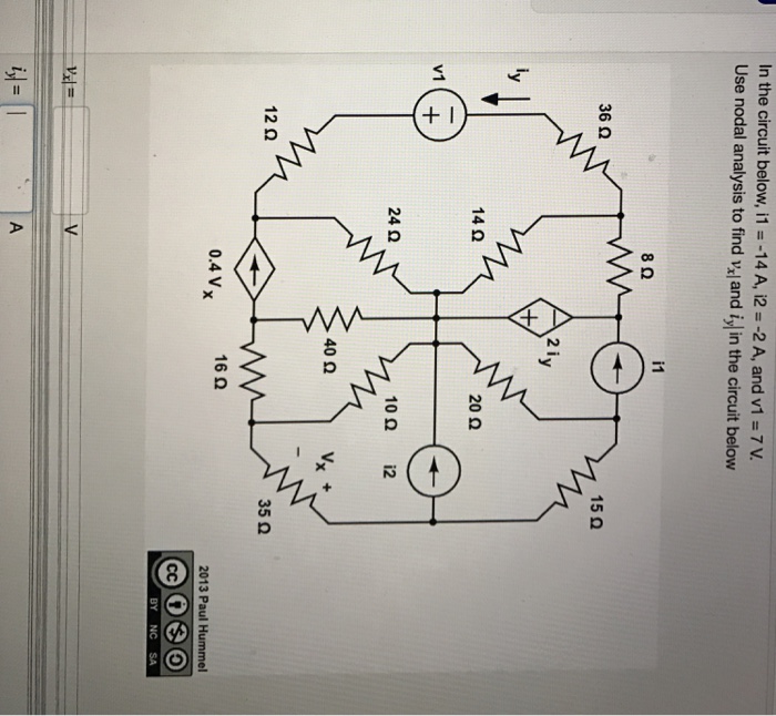 Solved In the circuit below, i1 = 14 A, i2 = 2 A, and v1 = 7 | Chegg.com