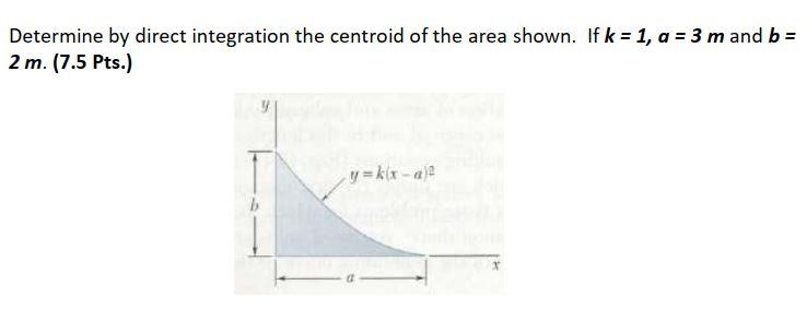 Solved Determine by direct integration the centroid of the | Chegg.com