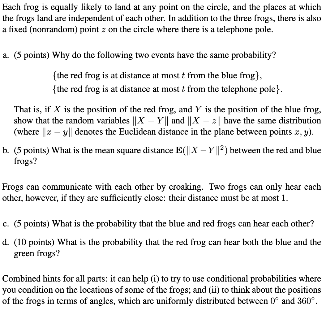 Solved Q. 3 (Frog communication, graded by Louise). Three | Chegg.com
