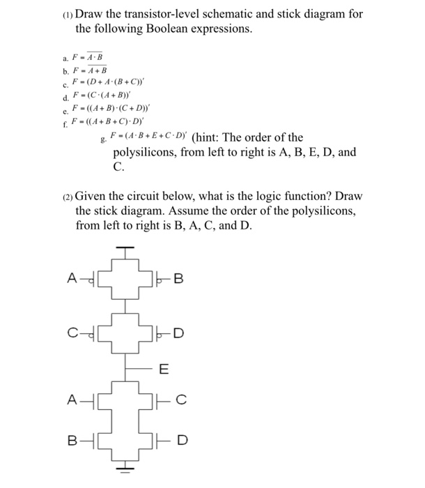 Solved Draw The Transistor Level Schematic And Stick 