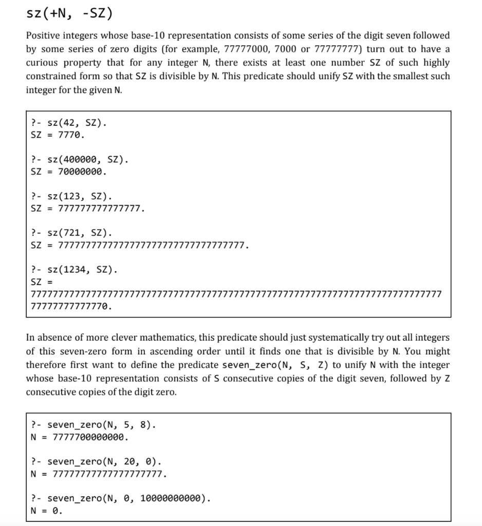 sz(+N, -SZ) Positive integers whose base-10 | Chegg.com