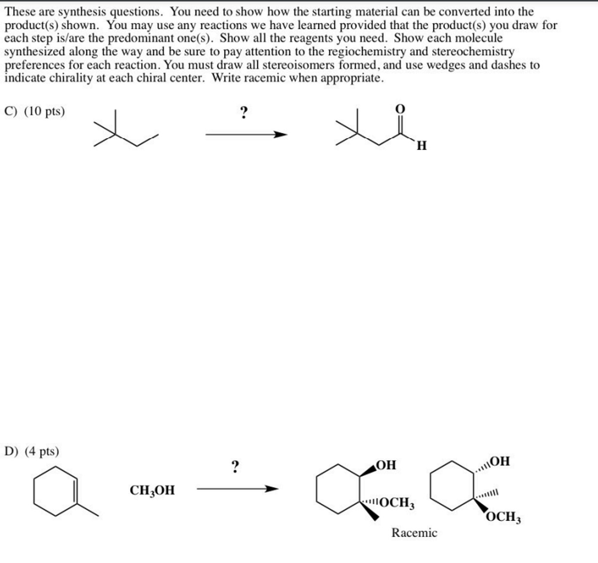 Solved These are synthesis questions. You need to show how | Chegg.com