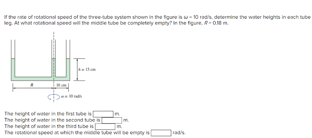 Solved If the rate of rotational speed of the three-tube | Chegg.com
