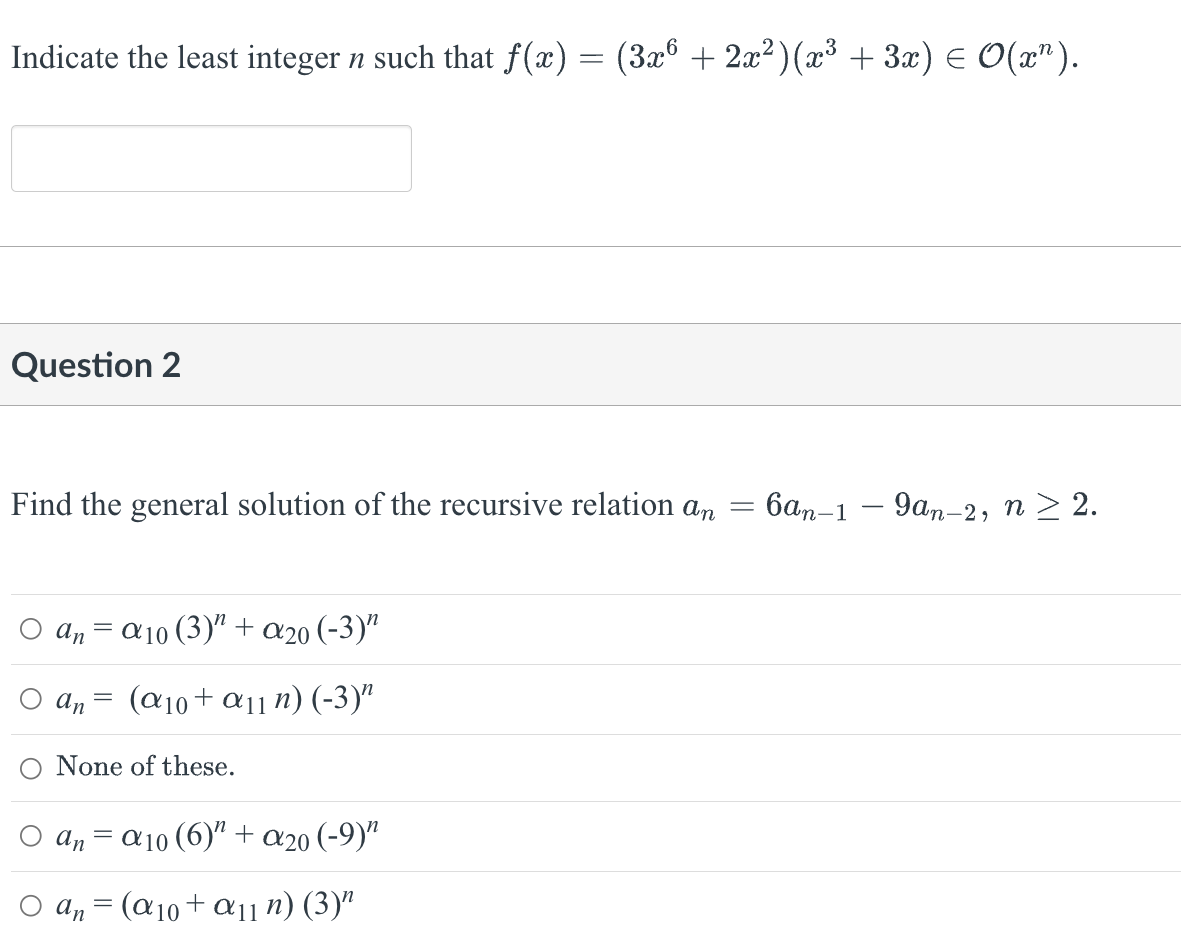 Solved Indicate the least integer n such that | Chegg.com