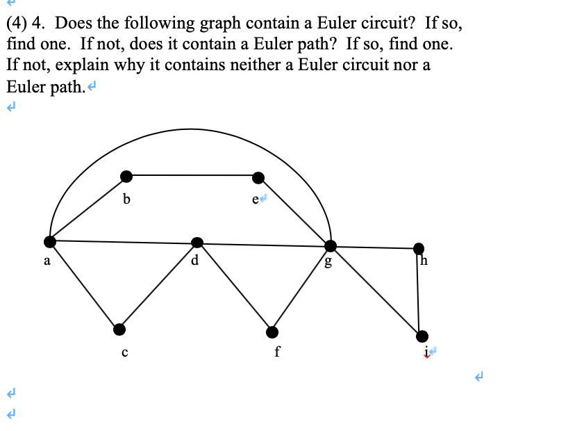 Solved (4) 4. Does the following graph contain a Euler | Chegg.com