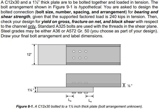 Solved A C12x30 and a 121 " thick plate are to be bolted | Chegg.com