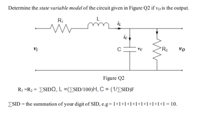 Solved Determine the state variable model of the circuit | Chegg.com