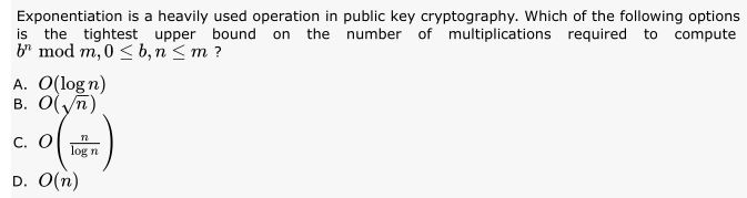 Solved Exponentiation is a heavily used operation in public | Chegg.com