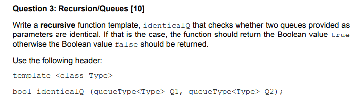 Solved Question 3: Recursion/Queues (10) Write a recursive | Chegg.com