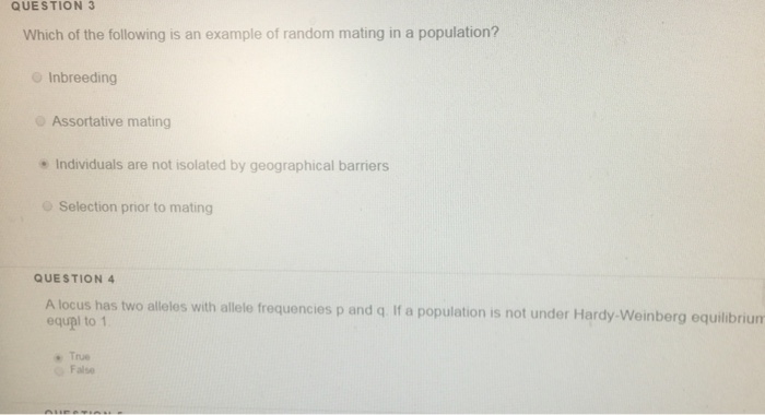 Solved Which of the following is an example of random mating | Chegg.com