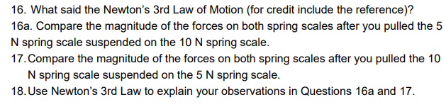 16. What said the Newton's 3rd Law of Motion (for | Chegg.com