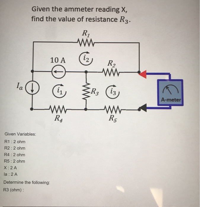 Solved Given the ammeter reading X, find the value of | Chegg.com