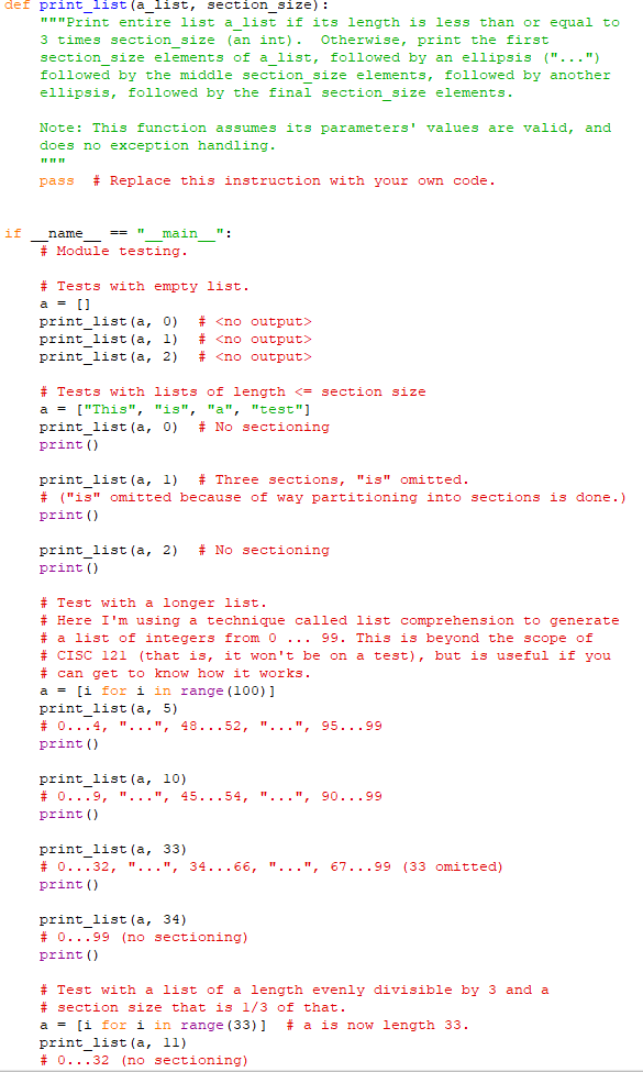 Solved Complete function long_list_printer.print_list(). | Chegg.com