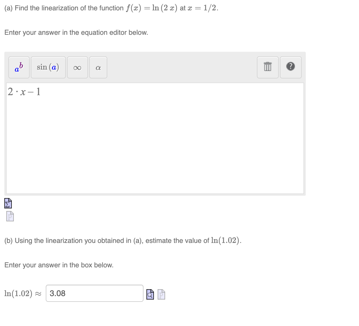 Solved A Find The Linearization Of The Function 