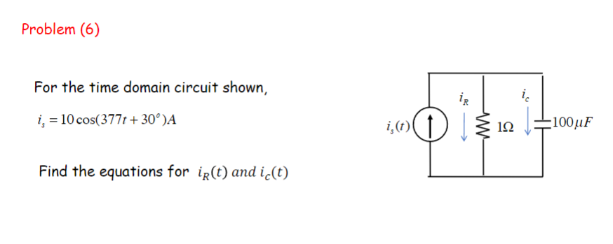 Solved For the time domain circuit shown, | Chegg.com