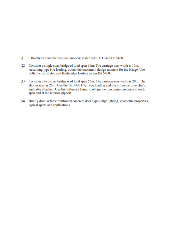 Solved Q1 Briefly explain the two load models; under AASHTO | Chegg.com