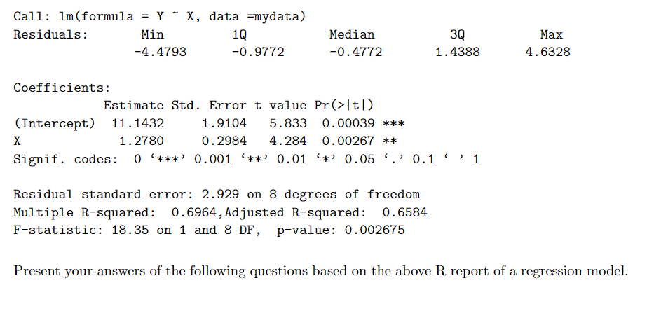 Solved Problem 5. Check the significance of the regression | Chegg.com