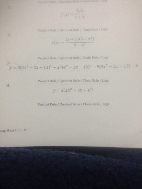 Solved 3va Product Rale /Quotient Rale/Chain Rule /Log 6. | Chegg.com