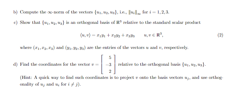 Solved Consider the following three vectors of R3 | Chegg.com