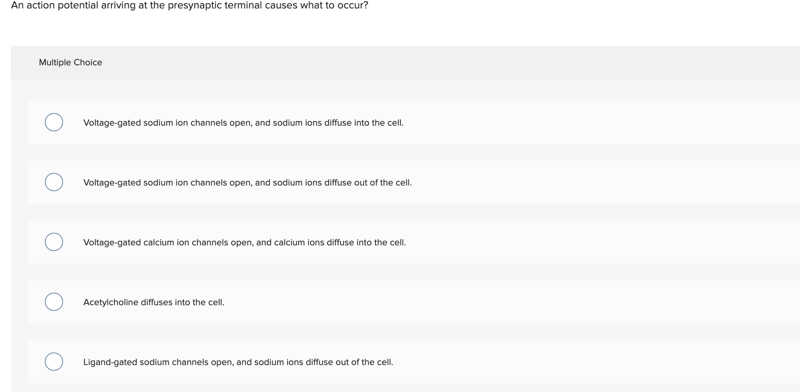 Solved An action potential arriving at the presynaptic | Chegg.com