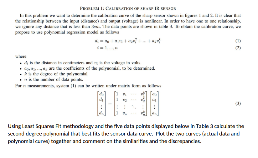 Solved PROBLEM 1: CALIBRATION OF SHARP IR SENSOR In this | Chegg.com
