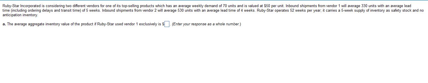 Solved anticipation inventory.a. ﻿The average aggregate | Chegg.com