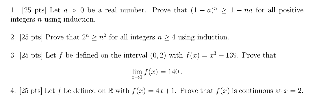 Solved [25 ﻿pts] ﻿Let a>0 ﻿be a real number. Prove that | Chegg.com