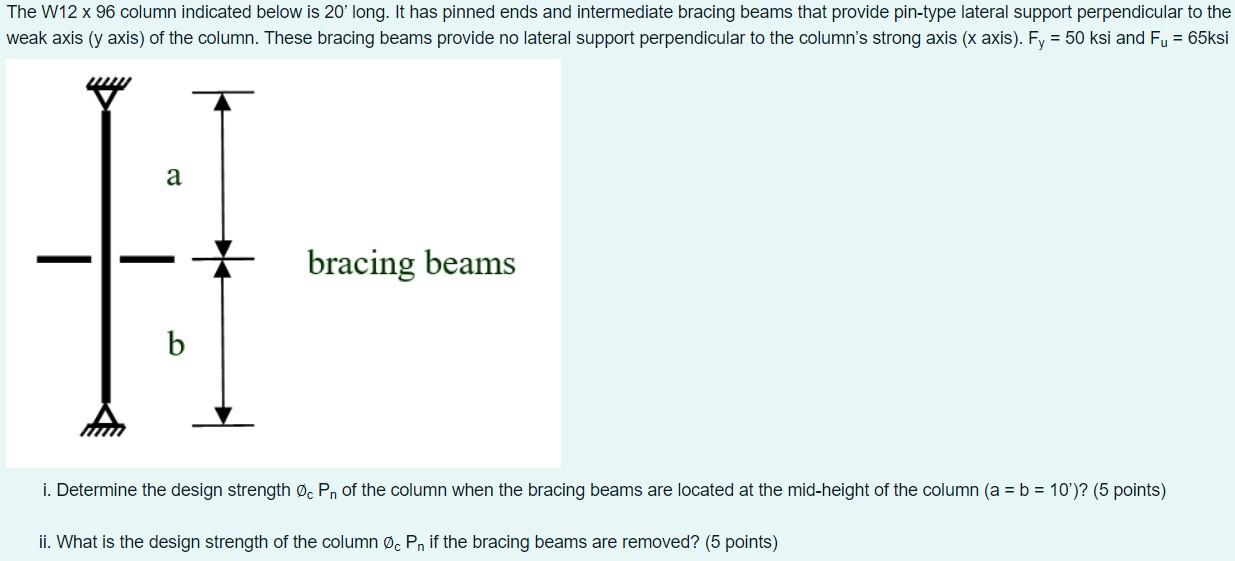Solved The W12 x 96 column indicated below is 20' long. It | Chegg.com