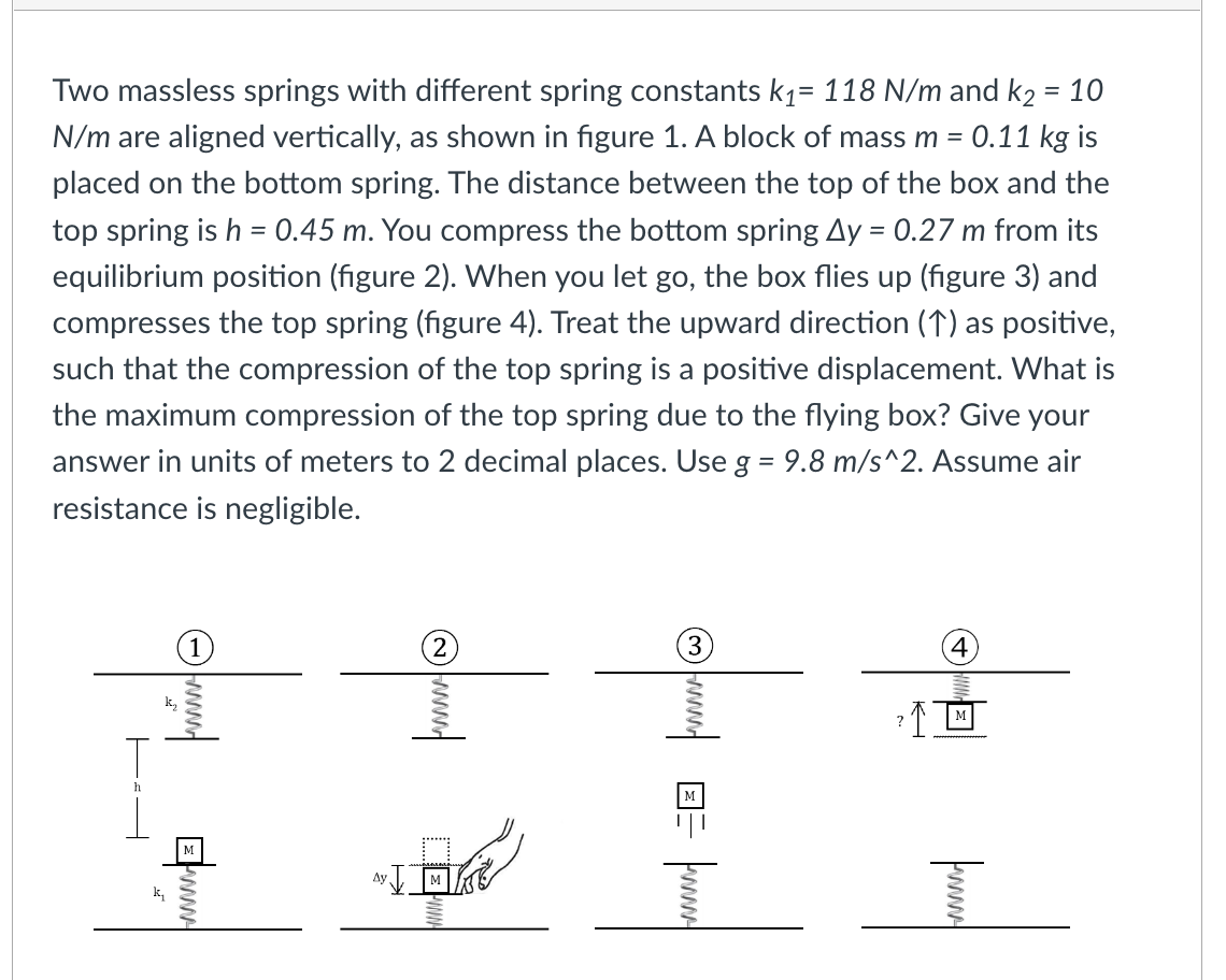 Solved Two Massless Springs With Different Spring Constants