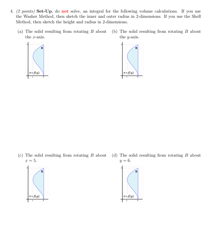 Solved 4. (2 points) Set-Up, do not solve, an integral for | Chegg.com