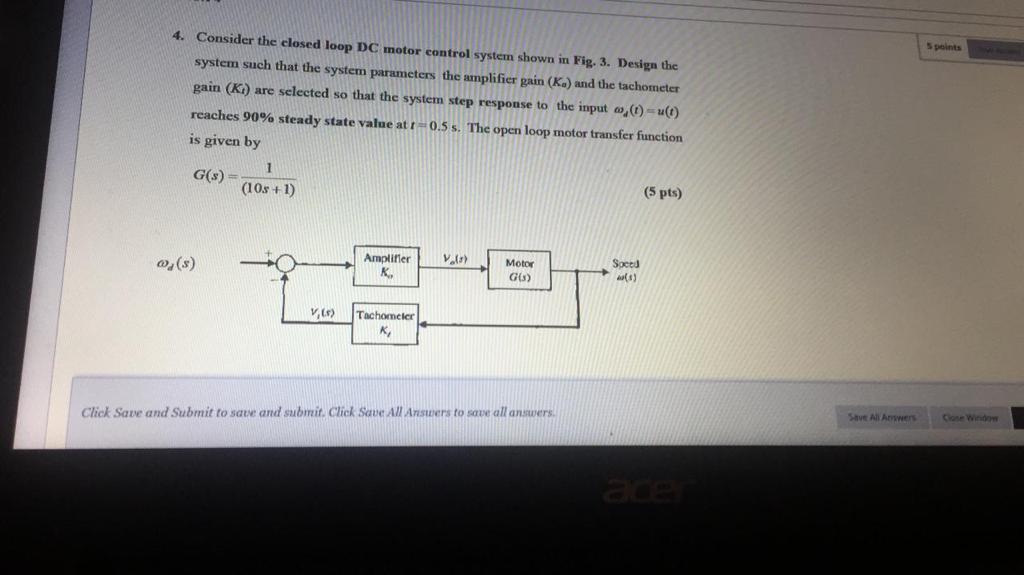 Solved 5 points 4. Consider the closed loop DC motor control | Chegg.com